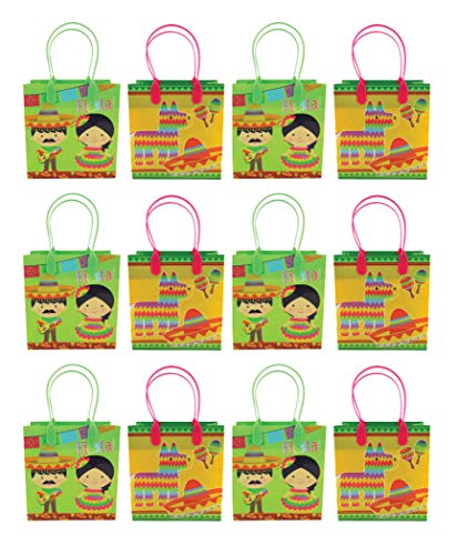 TINYMILLS Fiesta Themed Party Favor Bags Treat Bags, 12 Pack