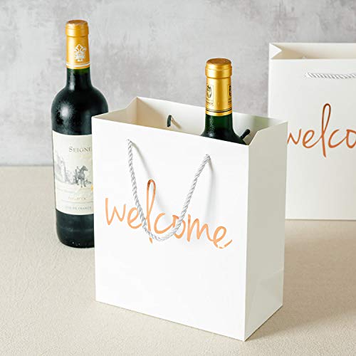 Crisky Welcome Bags Rose Gold Gift Bags for Wedding Hotel Guests, Birthday, Baby Shower, Party Favors Gift Bags, Set of 25