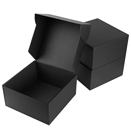 Hotyin Gift Boxes 8 x 8 x 4 Inch 10 Pack, Cardboard Gift Box with Lid, Fold Gift Boxes Bulk for Presents, Bridesmaid Proposal Gift, Wrapping, Christmas, Birthday (Matte Black)