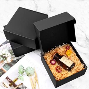 Hotyin Gift Boxes 8 x 8 x 4 Inch 10 Pack, Cardboard Gift Box with Lid, Fold Gift Boxes Bulk for Presents, Bridesmaid Proposal Gift, Wrapping, Christmas, Birthday (Matte Black)