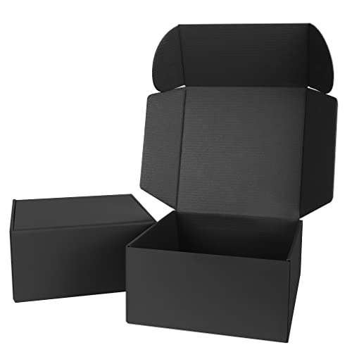 Hotyin Gift Boxes 8 x 8 x 4 Inch 10 Pack, Cardboard Gift Box with Lid, Fold Gift Boxes Bulk for Presents, Bridesmaid Proposal Gift, Wrapping, Christmas, Birthday (Matte Black)