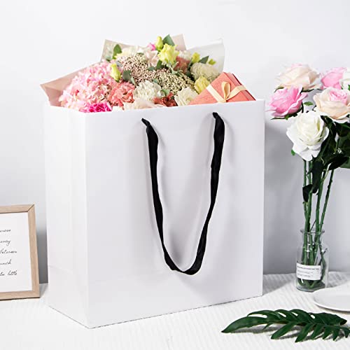 Sdootjewelry 12pcs Large White Gift Bag with Handle, 15.7''×6.7''×15.7'' Extra Large Bags for Gifts, Large White Paper Gift Bags, Shopping Bags, Retail Bags, Wedding Gift Bag, Party Favor Bag