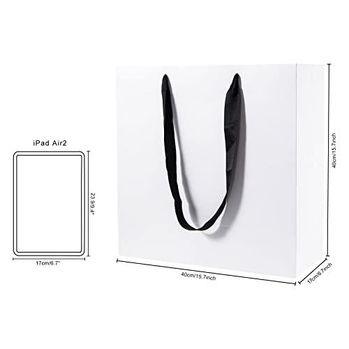 Sdootjewelry 12pcs Large White Gift Bag with Handle, 15.7''×6.7''×15.7'' Extra Large Bags for Gifts, Large White Paper Gift Bags, Shopping Bags, Retail Bags, Wedding Gift Bag, Party Favor Bag