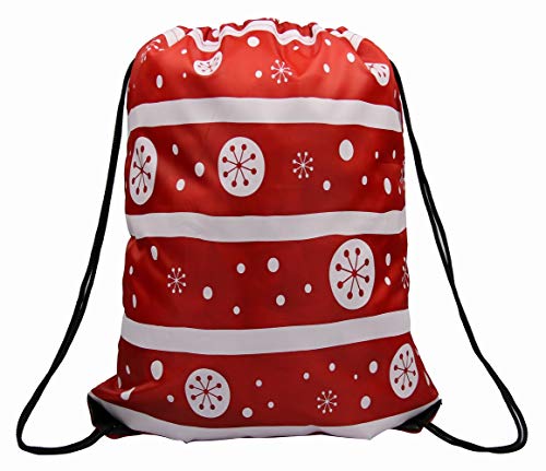 Christmas Gift Wrap Bags Drawstring Bags 5 Pack, 13.5x16.5 Inch Santa Sack Backpack for Party Favors Gifts and Candy, Reusable Personalized Best Gift for Xmas Package Storage