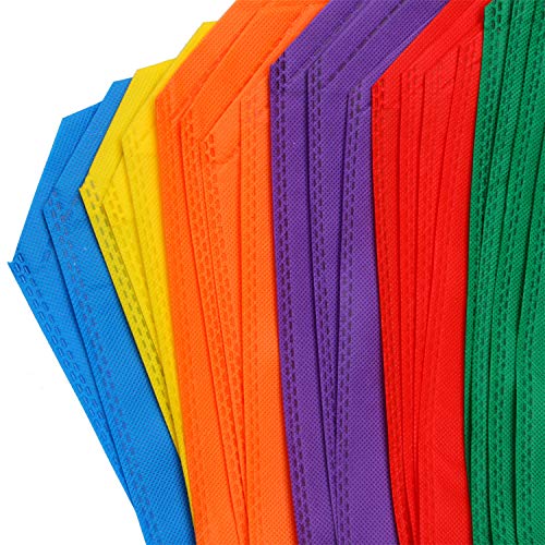 Aneco 24 Pack 11.5 by 11.5 Inches Bottom Birthday Party Bags Non-Woven Treat Bags Easter Egg Hunt Gift Bag Rainbow Colors with Handles, 6 Colors