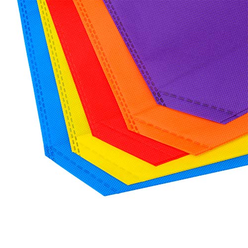 Aneco 24 Pack 11.5 by 11.5 Inches Bottom Birthday Party Bags Non-Woven Treat Bags Easter Egg Hunt Gift Bag Rainbow Colors with Handles, 6 Colors