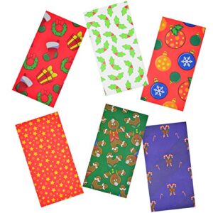 JOYIN 72 PCS of Christmas Holiday Goody Bags; 12 Assorted Christmas Designs Goodie Bags for Classrooms, Party Favors, Small Gift Bags, Kraft Bags and Christmas Craft Bags