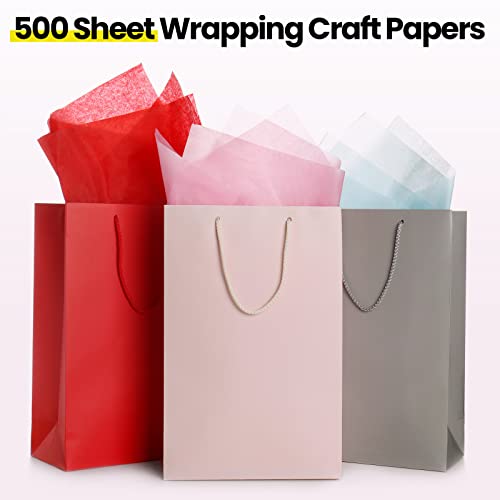 500 Pieces Colored Tissue Paper Bulk 26'' x 20'' Tissue Paper for Gift Wrapping Gift Bag Paper Tissue Craft Tissue Paper for Birthday Party Weddings Baby Showers