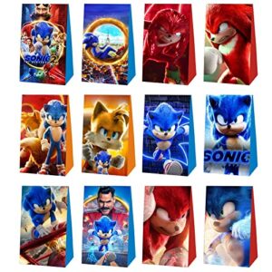 yuzhangtong 2022 movie party gift bags for various themed birthday party supplies, decorations bags candy bags gift bags (12pcs sonic)