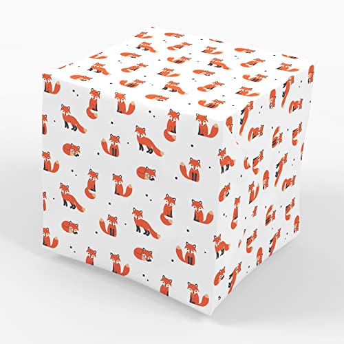 Stesha Party Fox Woodland Animal Gift Wrapping Paper - Folded Flat 30 x 20 Inch (3 Sheets)