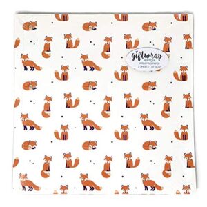 Stesha Party Fox Woodland Animal Gift Wrapping Paper - Folded Flat 30 x 20 Inch (3 Sheets)