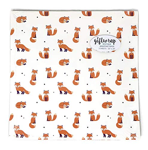 Stesha Party Fox Woodland Animal Gift Wrapping Paper - Folded Flat 30 x 20 Inch (3 Sheets)