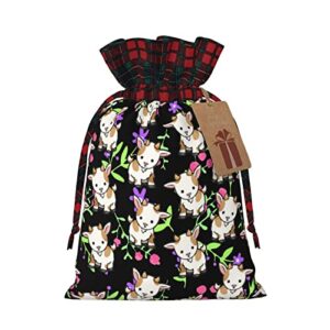 christmas drawstring gift bags kawaii-baby-goats buffalo plaid drawstring bag party favors bags