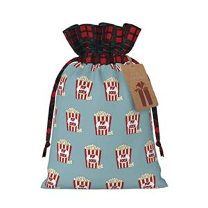 christmas drawstring gift bags cute-popcorn-funny buffalo plaid drawstring bag party favors bags