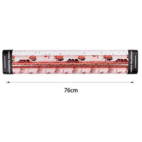 WRAPAHOLIC Wrapping Paper Roll - Rose Gold Floral, Dandelion, Lines and Polka Dots for Wedding, Birthday, Baby Shower - 4 Rolls - 30 inch X 120 inch Per Roll