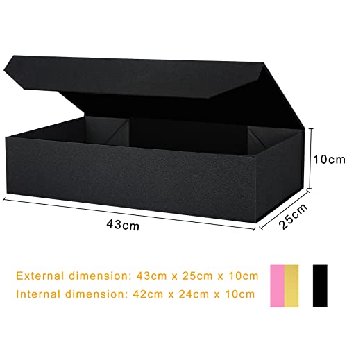 komstuon Extra Large Gift Box with Lids 17 x 10 x 4 Inches,Christmas Gift Boxes,Gift Box for Clothes and Black Gift Boxes with Magnetic for Wedding, Birthday, Christmas