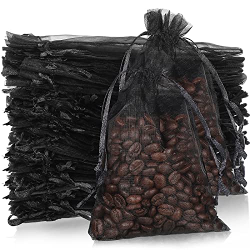 270 Pcs Black Organza Gift Bags 4 x 6 Inch Jewelry Pouches Drawstring Bags Black Goodie Bags Sheer Black Mesh Bags for Wedding Party Jewelry Candy Festival Bathroom Soaps Makeup