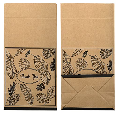 Yesland 200 Pcs Mini Brown Paper Bags, 3.5 x 2.25 x 7 Inch Thicken Paper Snack Bag Small Kraft Paper Treat Bags, Thank You Paper Cookie Sandwich Bags Bulk for Party Favor, 80 Bags and 120 Stickers