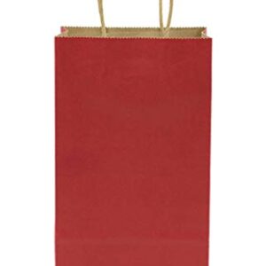 Creative Hobbies® Small Paper Gift Handle Bags, 5.25" x 3" x 8.5" Size, Deep Red, 24 Piece Pack