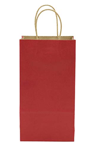 Creative Hobbies® Small Paper Gift Handle Bags, 5.25" x 3" x 8.5" Size, Deep Red, 24 Piece Pack