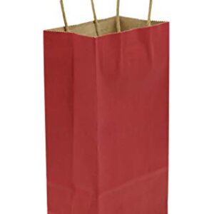 Creative Hobbies® Small Paper Gift Handle Bags, 5.25" x 3" x 8.5" Size, Deep Red, 24 Piece Pack