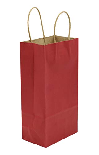 Creative Hobbies® Small Paper Gift Handle Bags, 5.25" x 3" x 8.5" Size, Deep Red, 24 Piece Pack