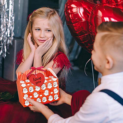 48 Pcs Valentine's Day Bakery Treat Boxes 6.3x3.1x3.7 inch Valentines Cupcake Boxes Cookie Boxes Heart Owl Goody Bags for Valentine Classroom Treats Party Favors Gift Giving Gift Exchange Gift Box