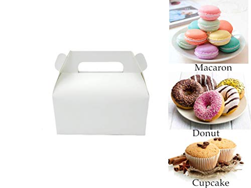 NICEWAY 30 Pack White Gable Gift Boxes Recycled Kraft Gift Box Candy Treat Boxes, Small Goodie Gift Boxes Treat Boxes for Wedding, Birthday Party, Baby Shower 4.5x3.2x3.3 inches