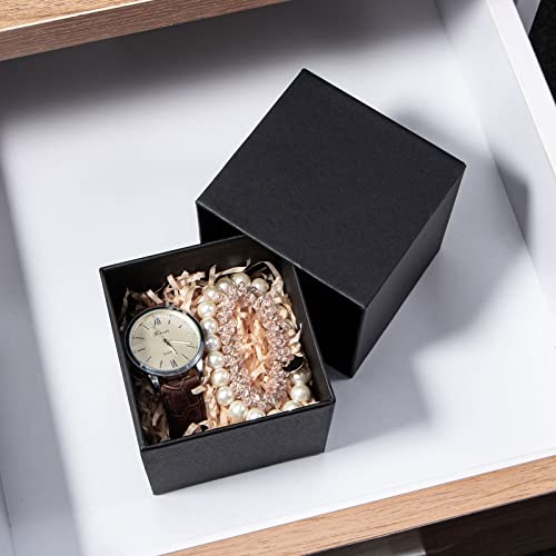 Dasofine Black Gift Boxes, 4'' × 4'' × 3.8'' Kraft Paper Square Box with Lid, 3pcs Small Gift Box, Candle Boxes, Gift Boxes for Halloween, Present, Party