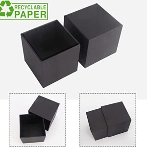 Dasofine Black Gift Boxes, 4'' × 4'' × 3.8'' Kraft Paper Square Box with Lid, 3pcs Small Gift Box, Candle Boxes, Gift Boxes for Halloween, Present, Party