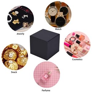 Dasofine Black Gift Boxes, 4'' × 4'' × 3.8'' Kraft Paper Square Box with Lid, 3pcs Small Gift Box, Candle Boxes, Gift Boxes for Halloween, Present, Party