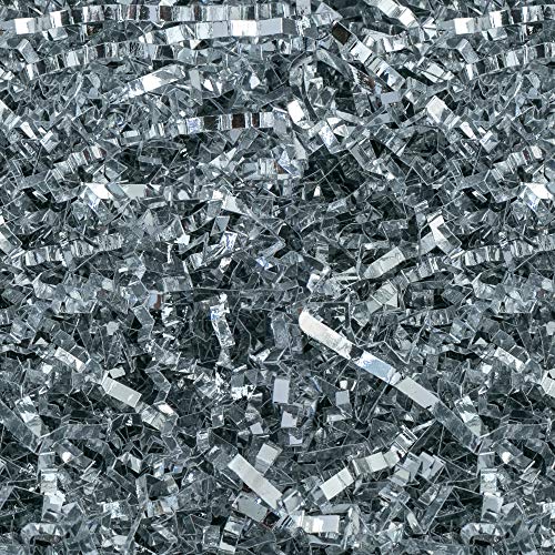 MagicWater Supply Crinkle Cut Paper Shred Filler (1/2 LB) for Gift Wrapping & Basket Filling - Silver Metallic