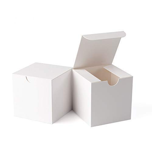 GEFTOL Small White Gift Box 100 Pack 3 x 3 x 3 inches Fold Box Paper Gift Box Bridesmaids Proposal Box for Bridal Birthday Party Christmas