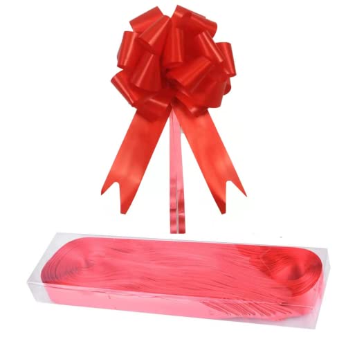 30 Pcs 4.7inches Red Satin Ribbon Pulled Bows Ribbon Bow Gift Wrapping Pull Bows with Ribbon Wedding Gift Baskets Bow,for Gift Wrapping Christmas,Wedding,Valentine's Day,Present Decoration (Red)