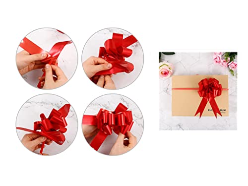 30 Pcs 4.7inches Red Satin Ribbon Pulled Bows Ribbon Bow Gift Wrapping Pull Bows with Ribbon Wedding Gift Baskets Bow,for Gift Wrapping Christmas,Wedding,Valentine's Day,Present Decoration (Red)