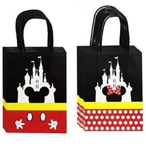 moaxmoa treat bags castle gift party paper bags with handle for birthday baby shower mickey minnie theme party decorations supplies- 12pcs