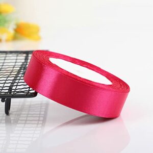 1 inch hot pink satin ribbon 50 yards, ribbons perfect for crafts, bouquet wrapping gift wrapping, bow making and more(25 yards*2pc)