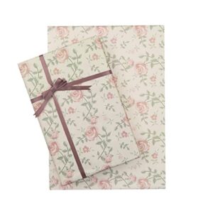 rose design wrapping paper,white kraft gift wrapping paper,4 folded sheets bridal shower wedding wrapping paper with string for women mother’s day birthday anniversary girl gifts wrap paper,28*20 inch