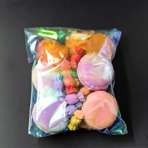 Joioda 100pcs Cookie Bags, 5"x7" Self Sealing Cellophane Treat Bags,Iridescent Holographic Goodie Bags, Plastic Candy Bags Party Favors Bags for Packaging Cookies, Gifts, Favors, Products, Candy