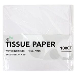 Gift Expressions 100 CT White 17GSM (Thicker, Durable & Crispy) Premium Quality TISSUE PAPER (White)