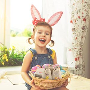 LOKIPA 24 Pcs Easter Burlap Bags, Easter Jute Burlap Bags Small Favor Bags with Drawstrings for Easter Party Favor