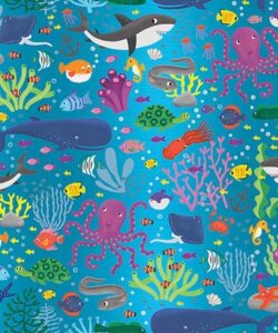 ocean friends gift wrap roll – 24″ x 16′