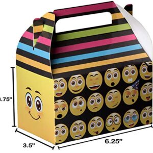 Hammont Paper Treat Boxes -10 Pack- Party Favors Treat Container Cookie Boxes Cute Designs Perfect for Parties and Celebrations 6.25" x 3.75" x 3.5" (Emoji)