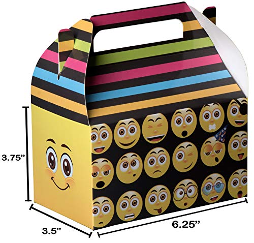 Hammont Paper Treat Boxes -10 Pack- Party Favors Treat Container Cookie Boxes Cute Designs Perfect for Parties and Celebrations 6.25" x 3.75" x 3.5" (Emoji)