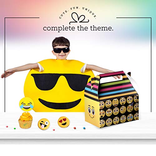 Hammont Paper Treat Boxes -10 Pack- Party Favors Treat Container Cookie Boxes Cute Designs Perfect for Parties and Celebrations 6.25" x 3.75" x 3.5" (Emoji)