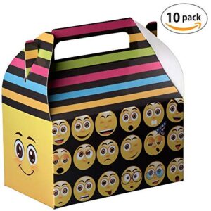 Hammont Paper Treat Boxes -10 Pack- Party Favors Treat Container Cookie Boxes Cute Designs Perfect for Parties and Celebrations 6.25" x 3.75" x 3.5" (Emoji)