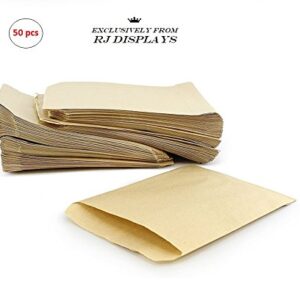 RJ Displays-Brown Kraft Flat Merchandise & Packaging Bags- Pack of 50 Bags Size-10" x 13" Inches