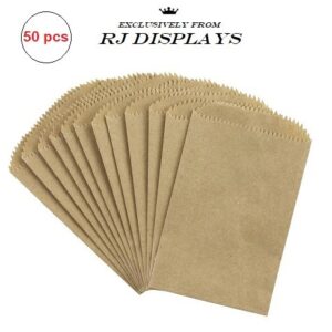 RJ Displays-Brown Kraft Flat Merchandise & Packaging Bags- Pack of 50 Bags Size-10" x 13" Inches