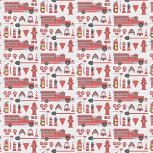 Stesha Party Firetruck Gift Wrap Firefighter Paper - Folded Flat 30 x 20 Inch - 3 Sheets