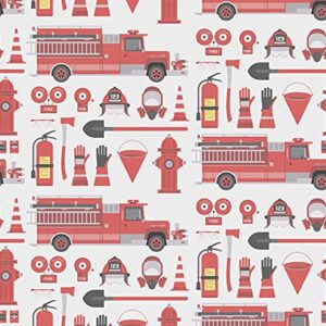 Stesha Party Firetruck Gift Wrap Firefighter Paper - Folded Flat 30 x 20 Inch - 3 Sheets